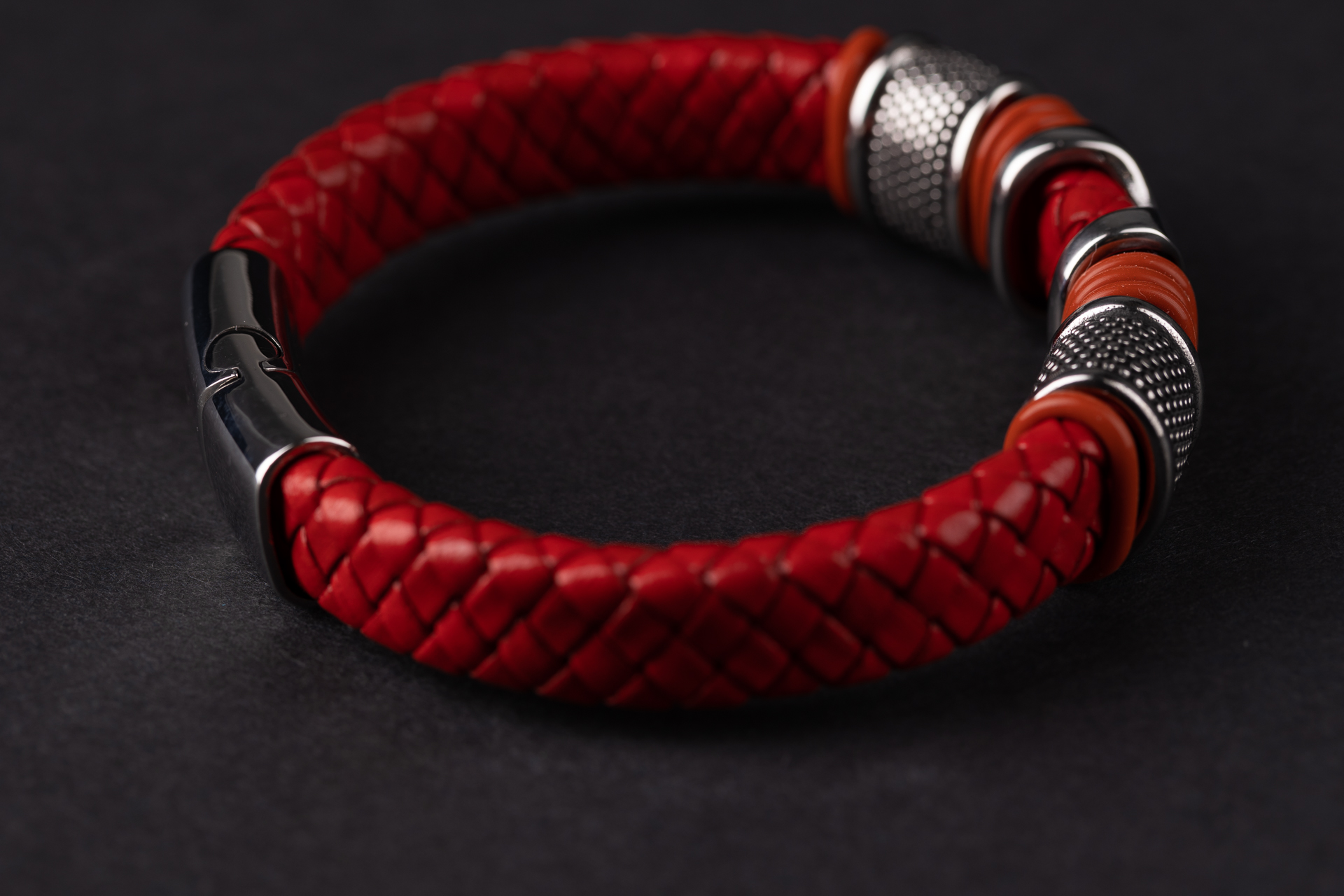 Braided Leather Bracelet – Red – Riverwoods Australia